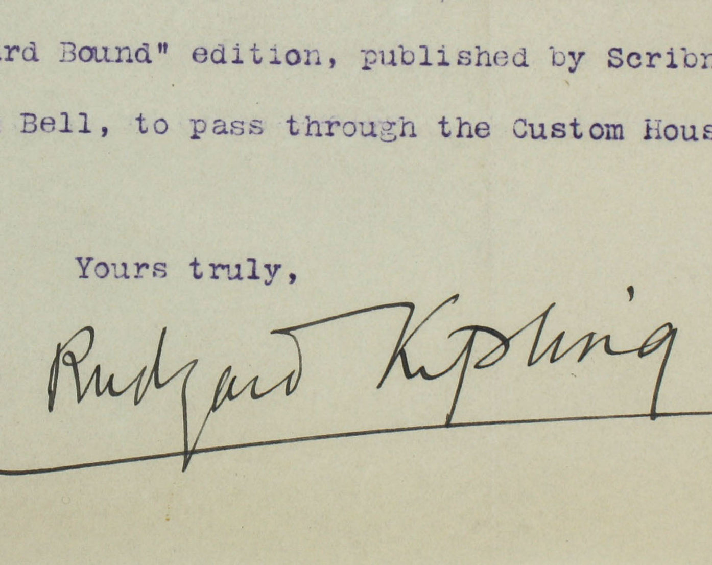 Original Typed Letter Signed by Rudyard Kipling, from Bateman's, Burwa ...