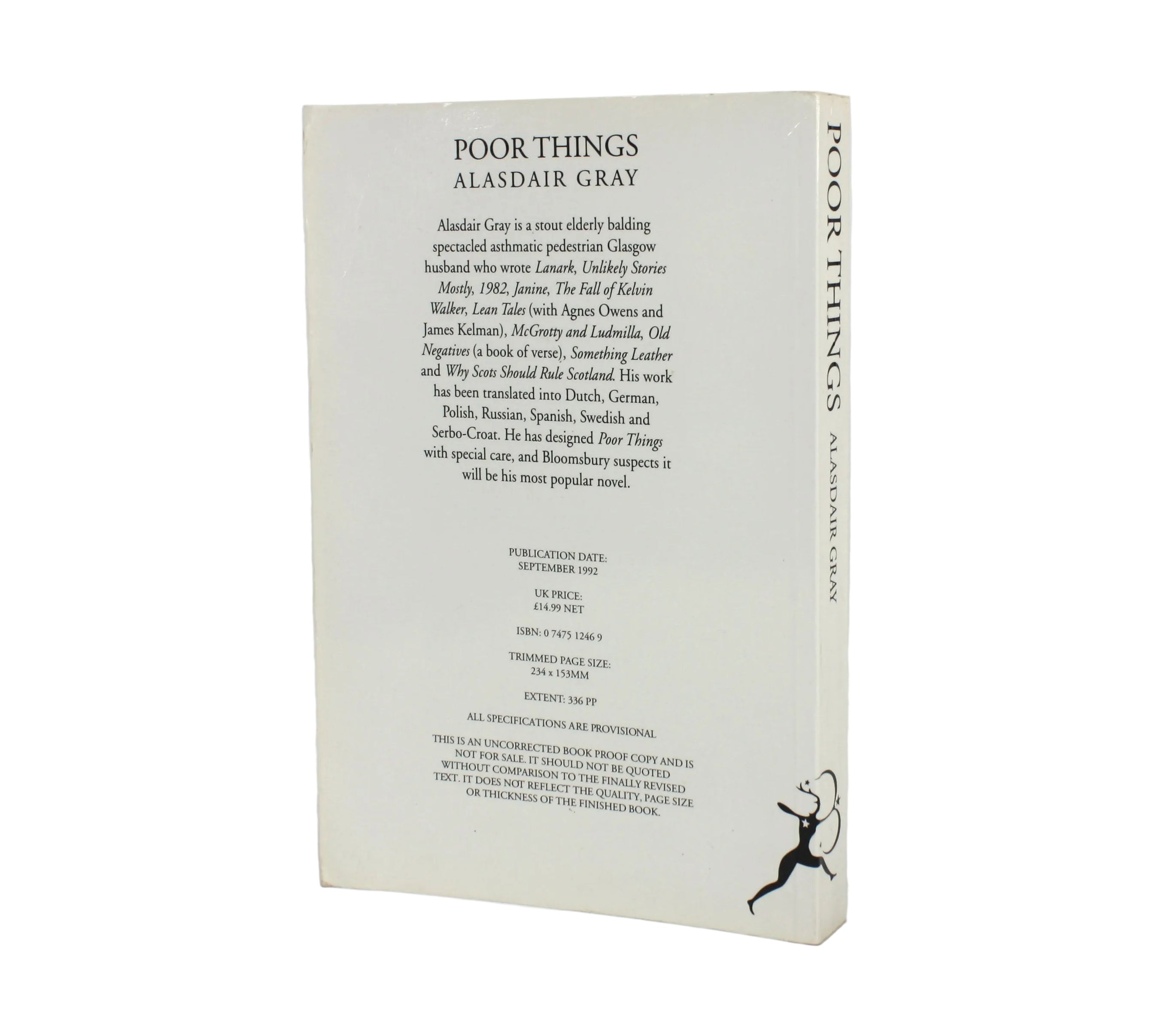 Poor Things, by Alasdair Gray; Uncorrected Signed Book Proof, 1992 Pro ...
