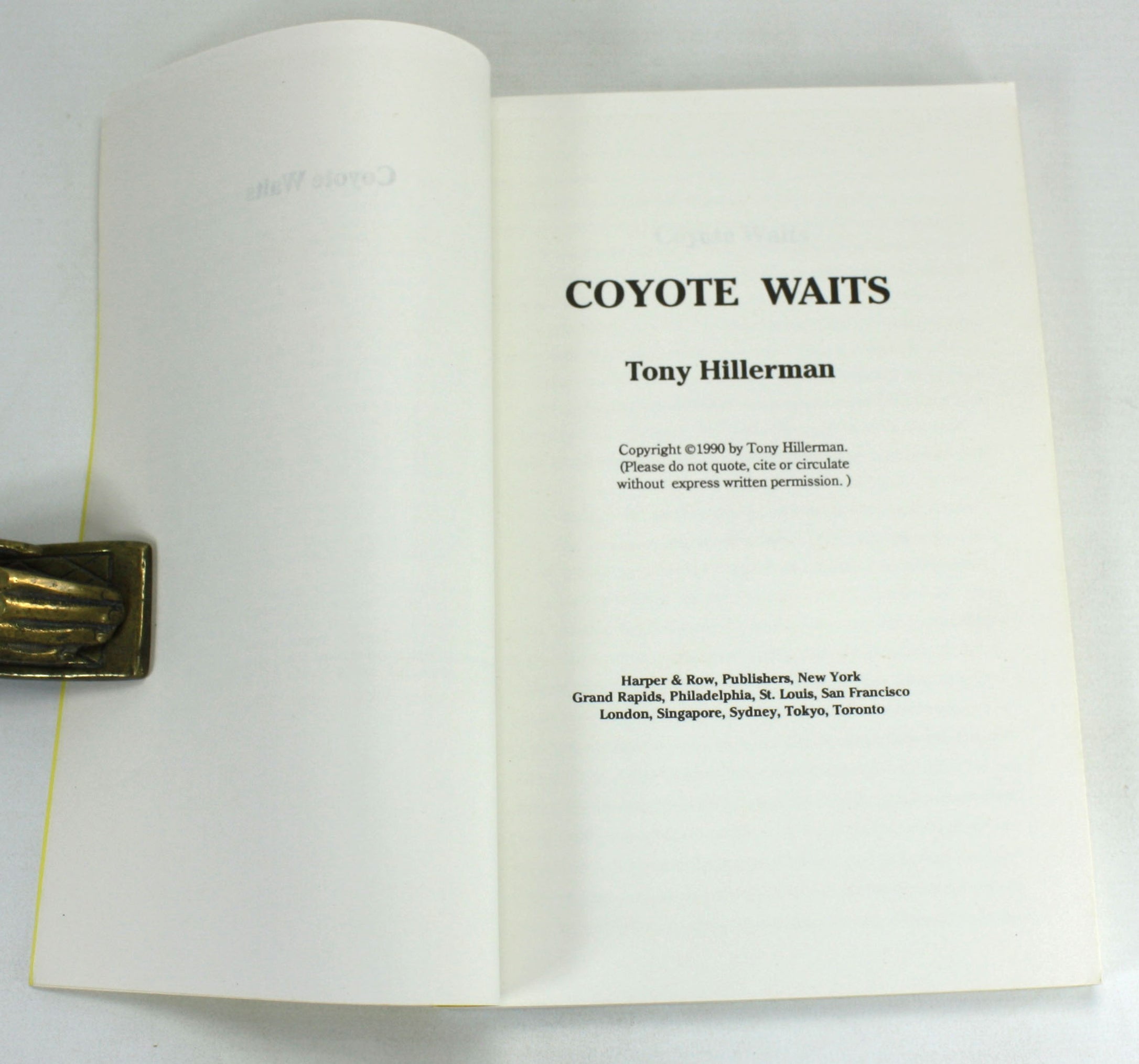 Tony Hillerman; Advance Reading Copy from an Uncorrected Manuscript, C ...