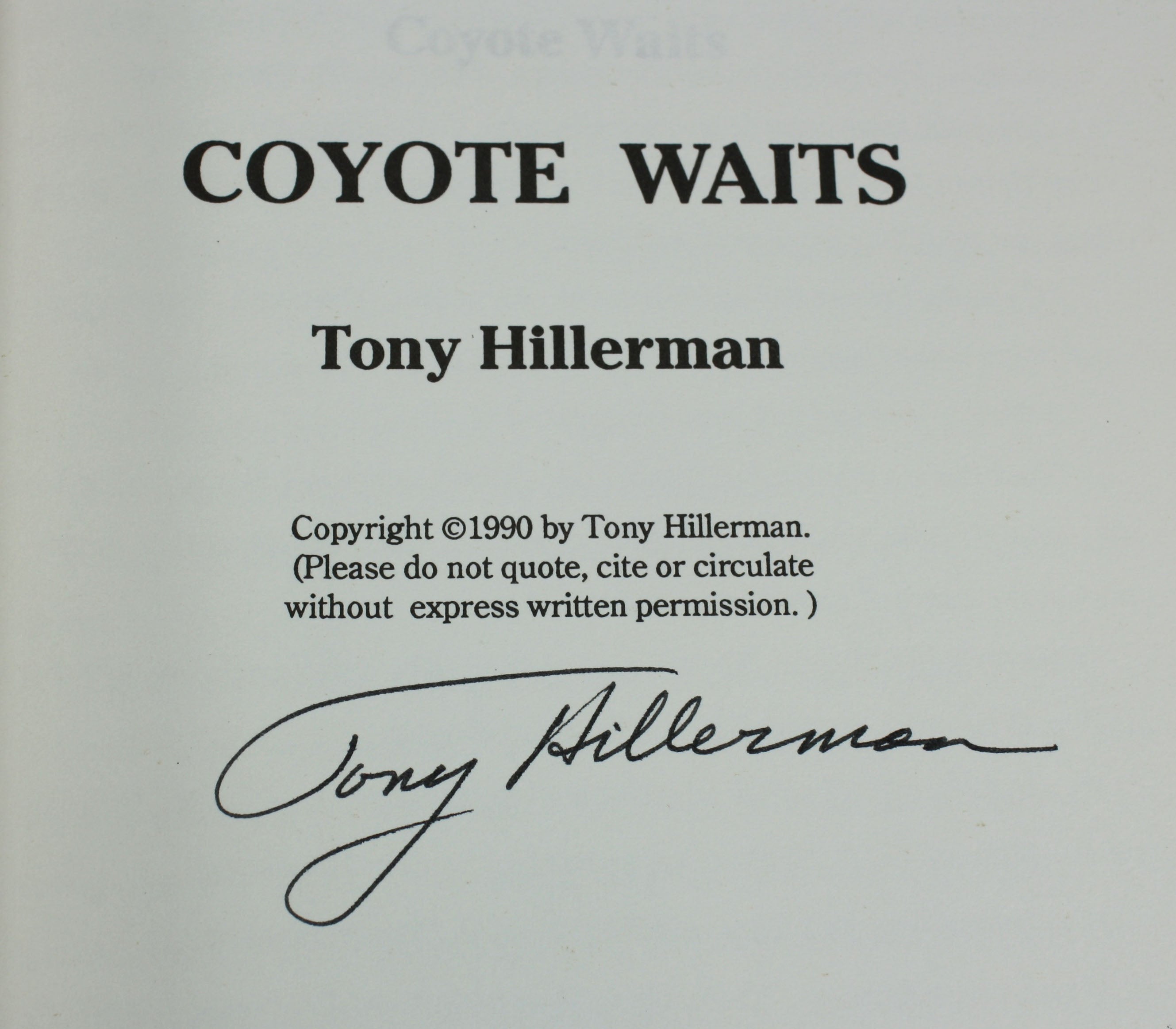 Tony Hillerman; Advance Reading Copy from an Uncorrected Manuscript, S ...