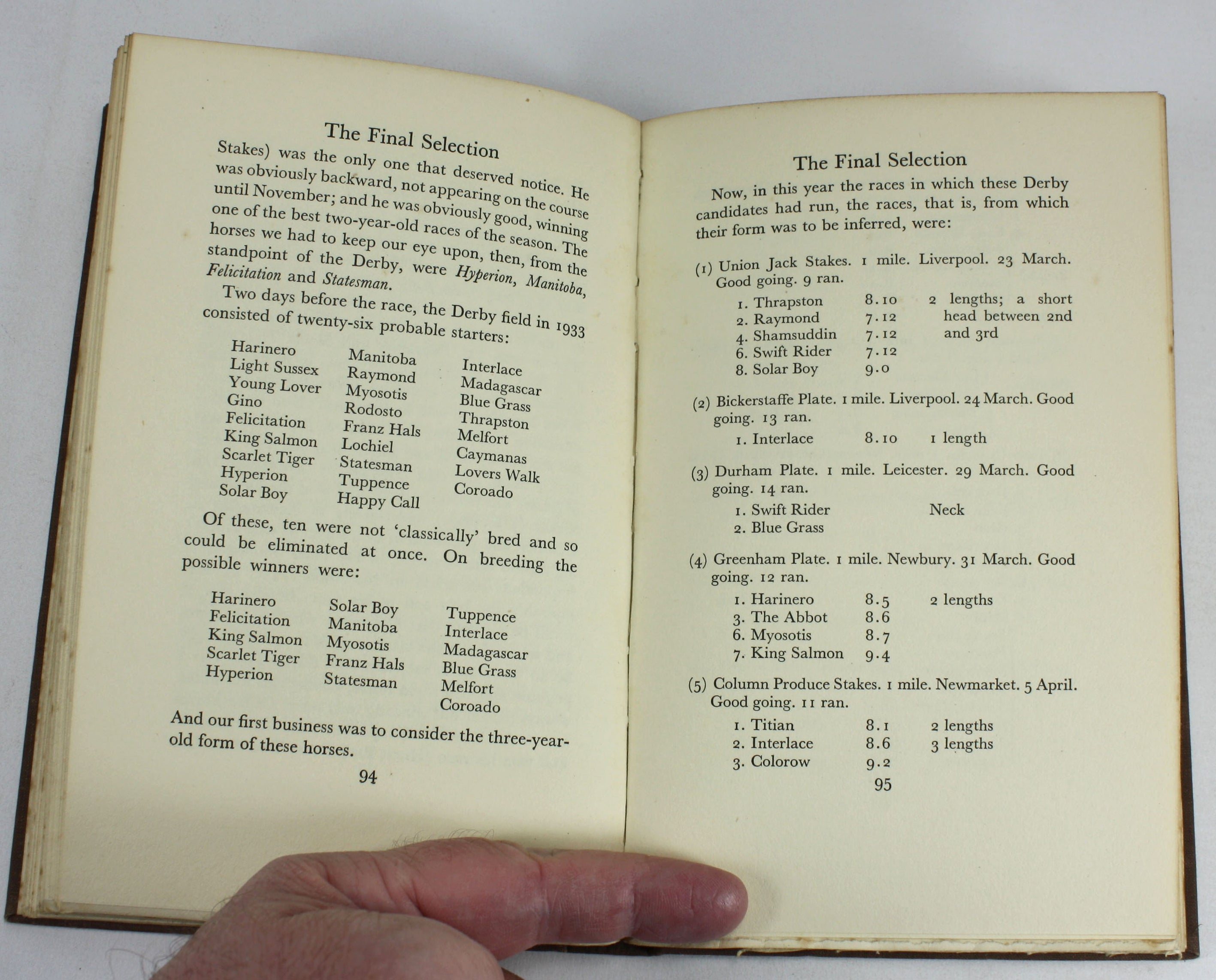 Horse Racing; A Guide to the Classics, or How to Pick the Derby Winner ...