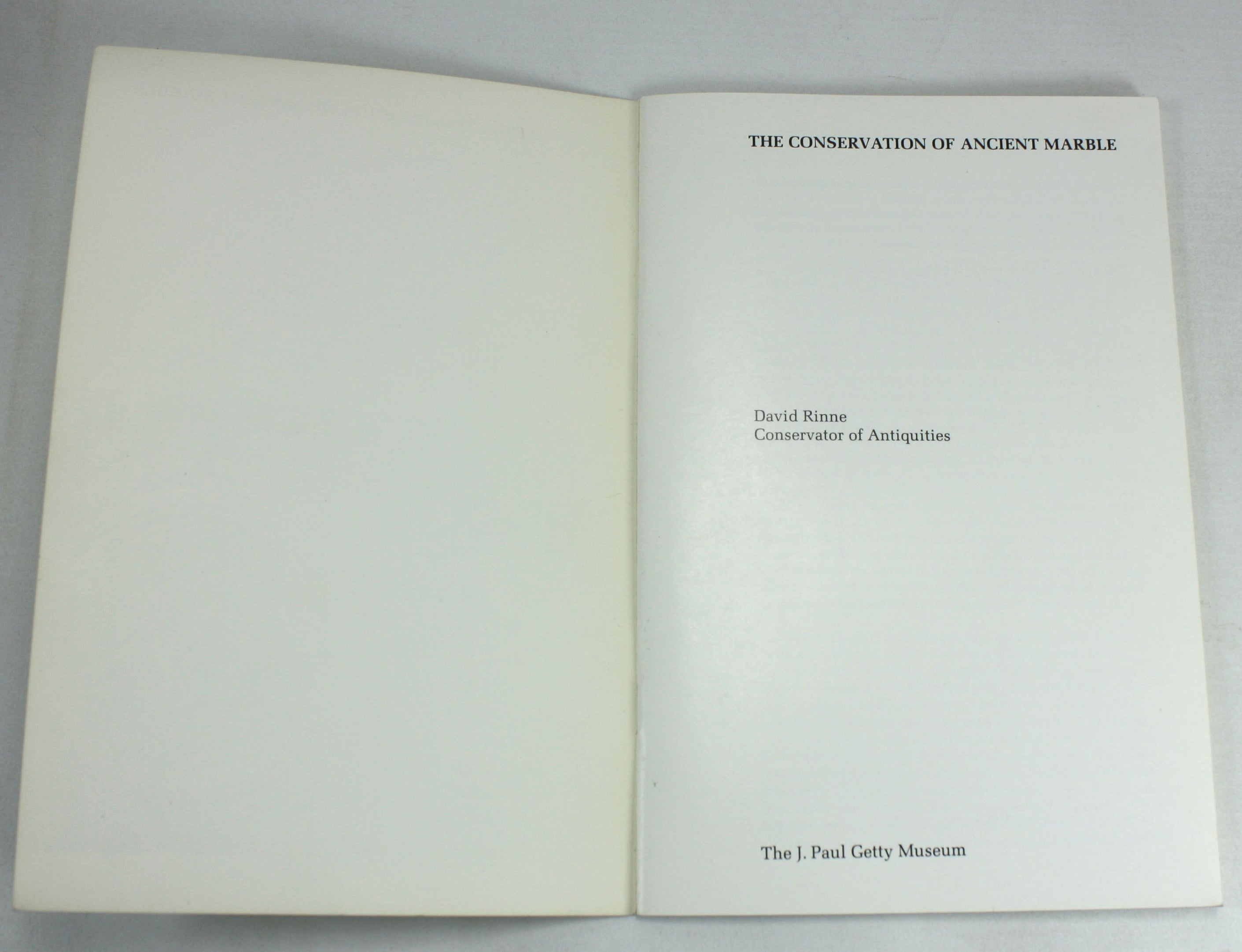 The Conservation of Ancient Marble, David Rinne, 1976 — Lanna Antique