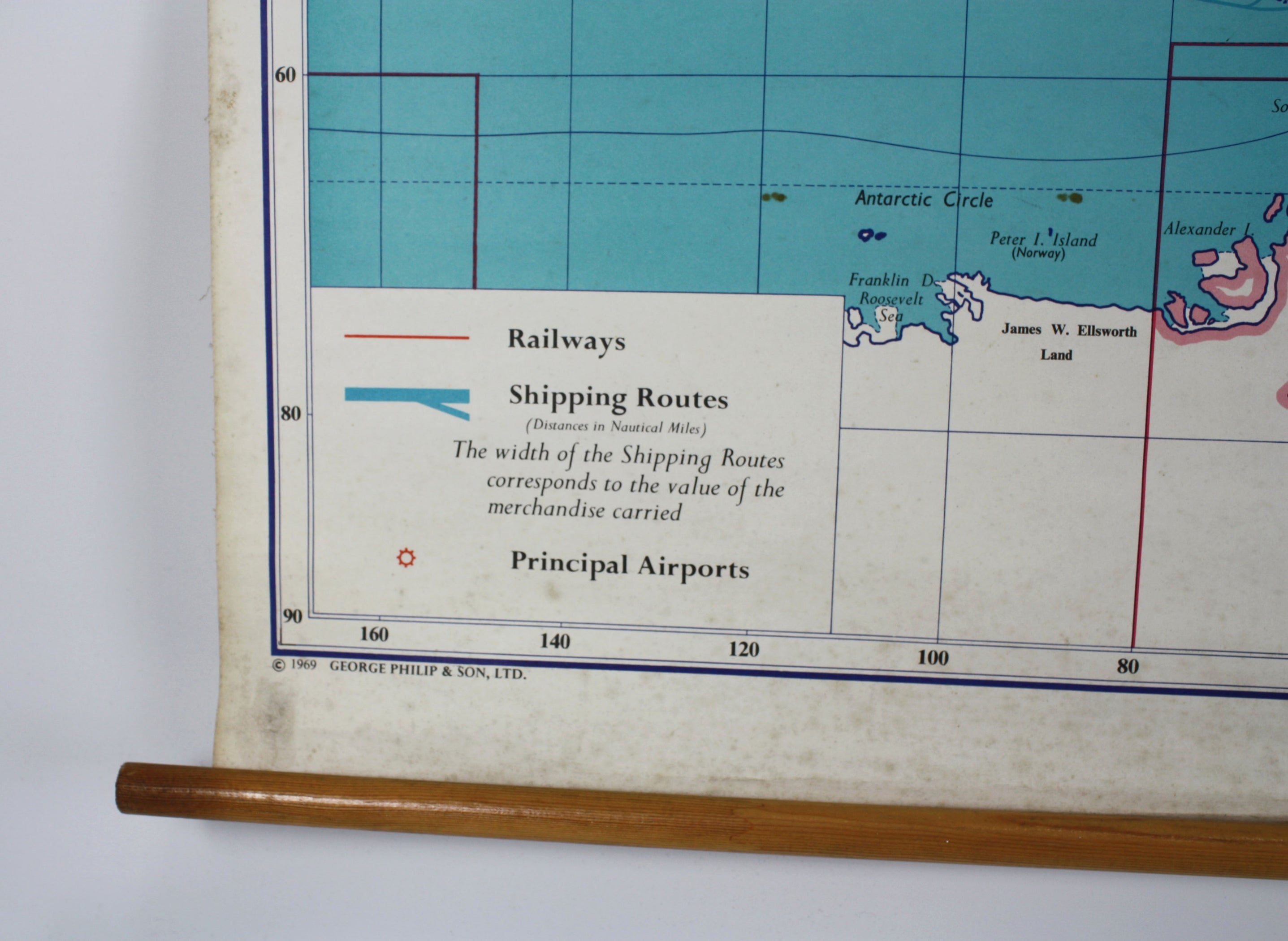 Philips' Smaller School-Room Map of The World, 112cm x 90cm, 1969 ...